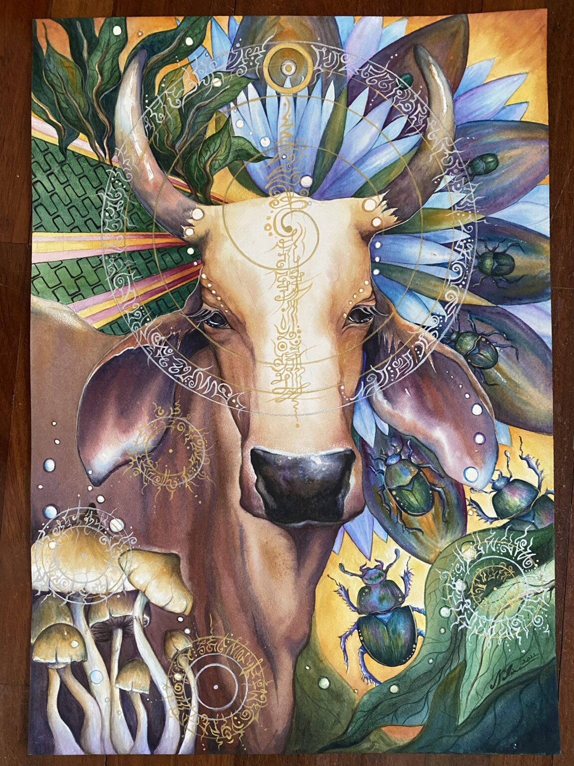 Original painting - Blue Lily Lioness, Light Language Art